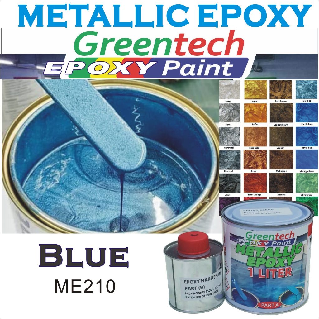 ME210 BLUE ( Metallic Epoxy Paint ) 1L METALLIC EPOXY FLOOR PAINT ...