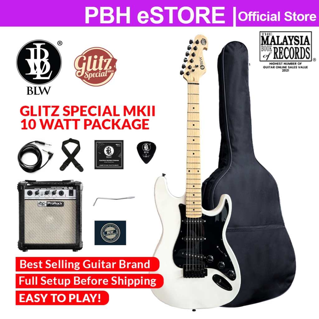 BLW GLITZ MKII Electric Guitar Starter Pack Stratocaster Style Gitar ...