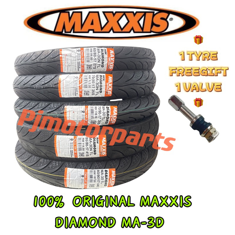 ( 100% ORIGINAL MAXXIS ) DIAMOND TYRE MOTORCYCLE / TAYAR TUBELESS MA-3D / MA-3DN TL 90/80 80/90 ...