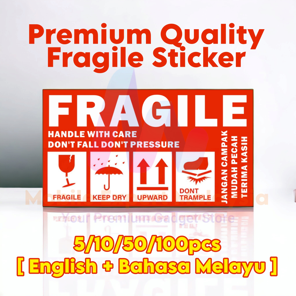 High Quality Premium Fragile Sticker / Mudah Pecah Sticker Fragile Label Warning Label Ready ...