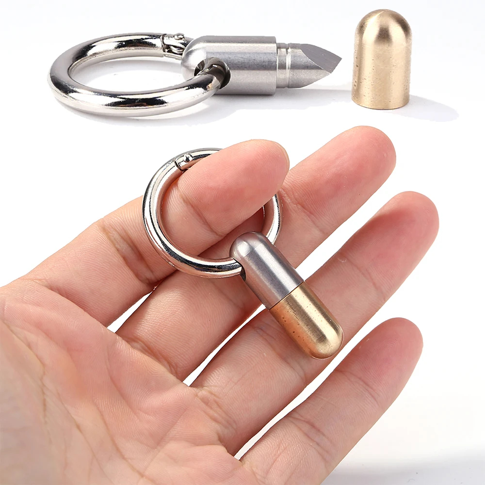 MKR Portable Stainless Steel Mini Capsule Key Ring Keychain Knife ...