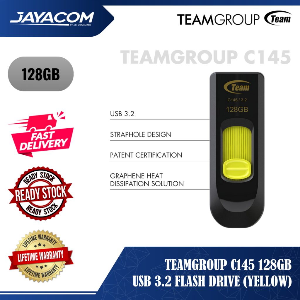 TeamGroup C145 128GB USB 3.2 Gen 1 Flash Drive (Yellow) | Shopee Malaysia
