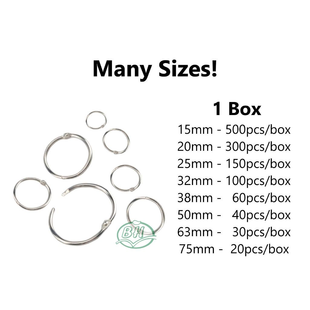 By Box - Metal Card Ring / Book Ring, Size 15/20/25/32/38/50/63/75mm ...