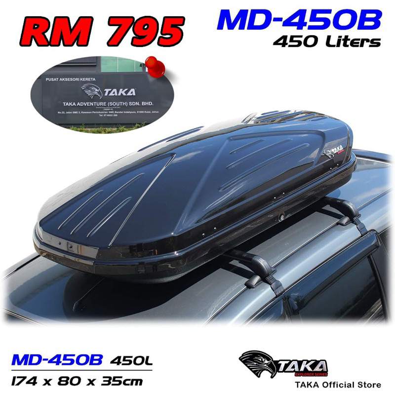 TAKA Roof Box MD-450B (450 Litres) Slim Design Storage Roofbox | Shopee ...