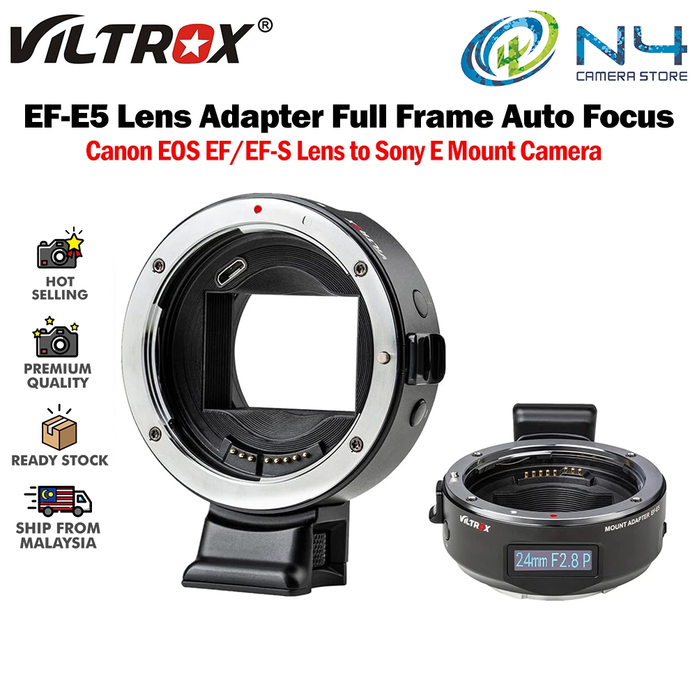 VILTROX EF-E5 Lens Adapter Full Frame Auto Focus Smart OLED Display for Canon EOS EF/EF-S Lens ...