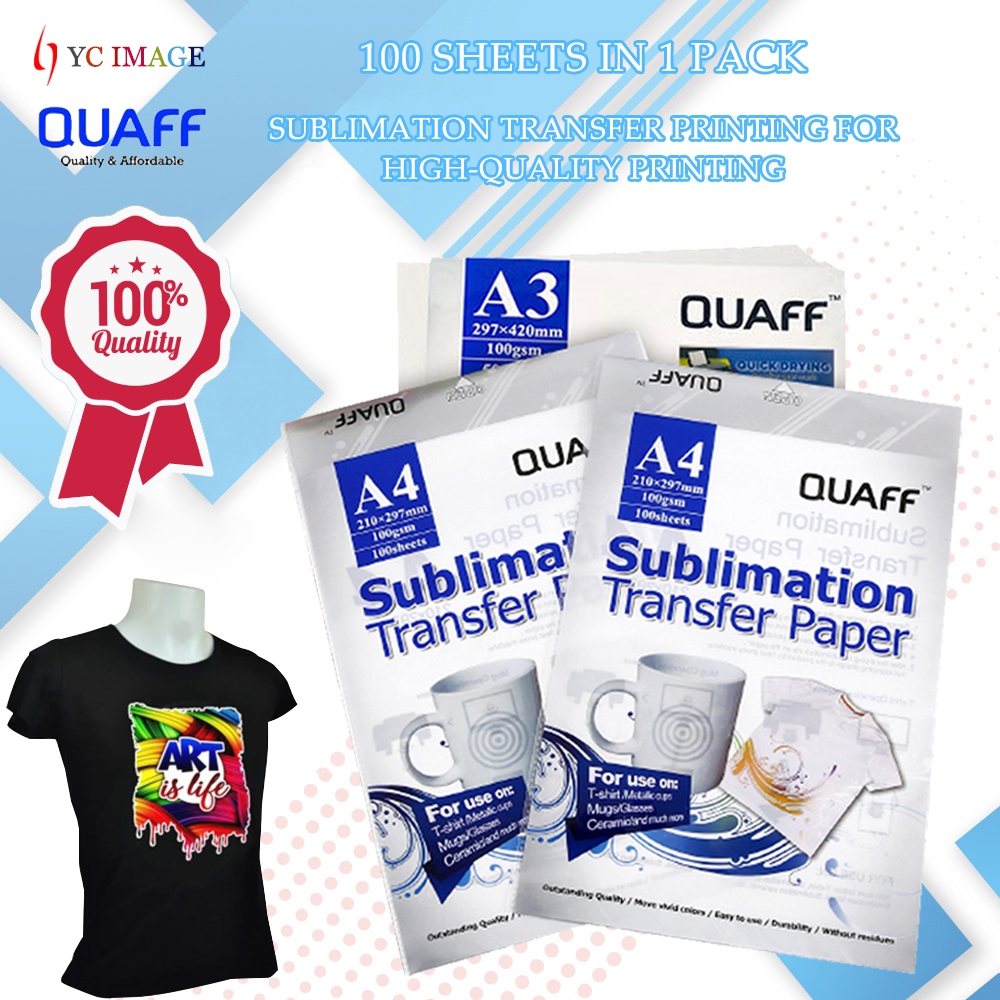 Quaff A4 Size Sublimation Paper 100gsm - Quick Dry 100 Sheets Pack ...