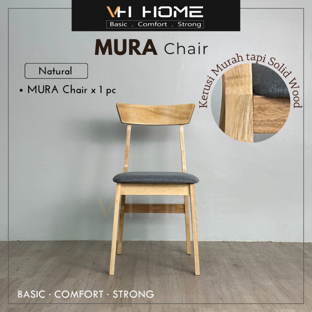 VH MATTIS Chair (2 pcs) Dining Chair Kerusi Makan Study Chair Solid ...