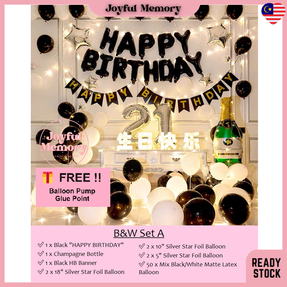 Joyful Memory Black & White Theme Happy Birthday Selamat Hari Jadi ...