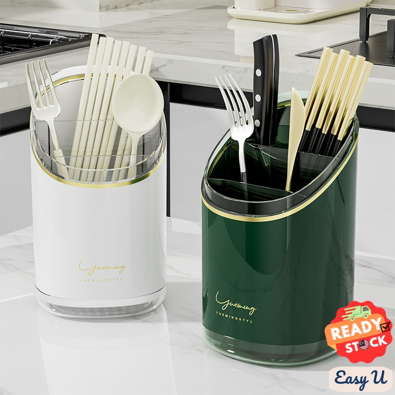 Kitchen Light luxury Tableware Storage Rack Utensil Holder Drainer Rack ...
