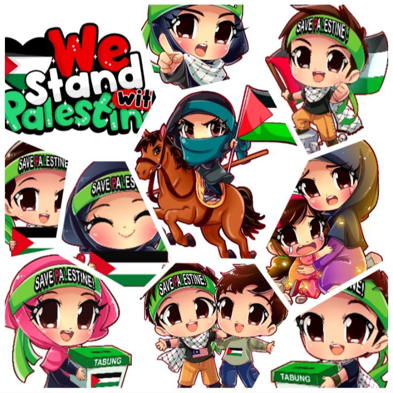 Sticker Doodle Palestine | Save Gaza | Free Freedom Palestina | Pelekat ...