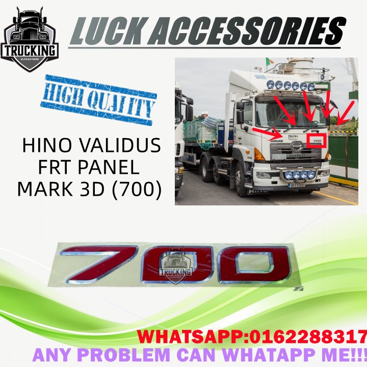 HINO VALIDUS FRT PANEL MARK 3D (700) | Shopee Malaysia