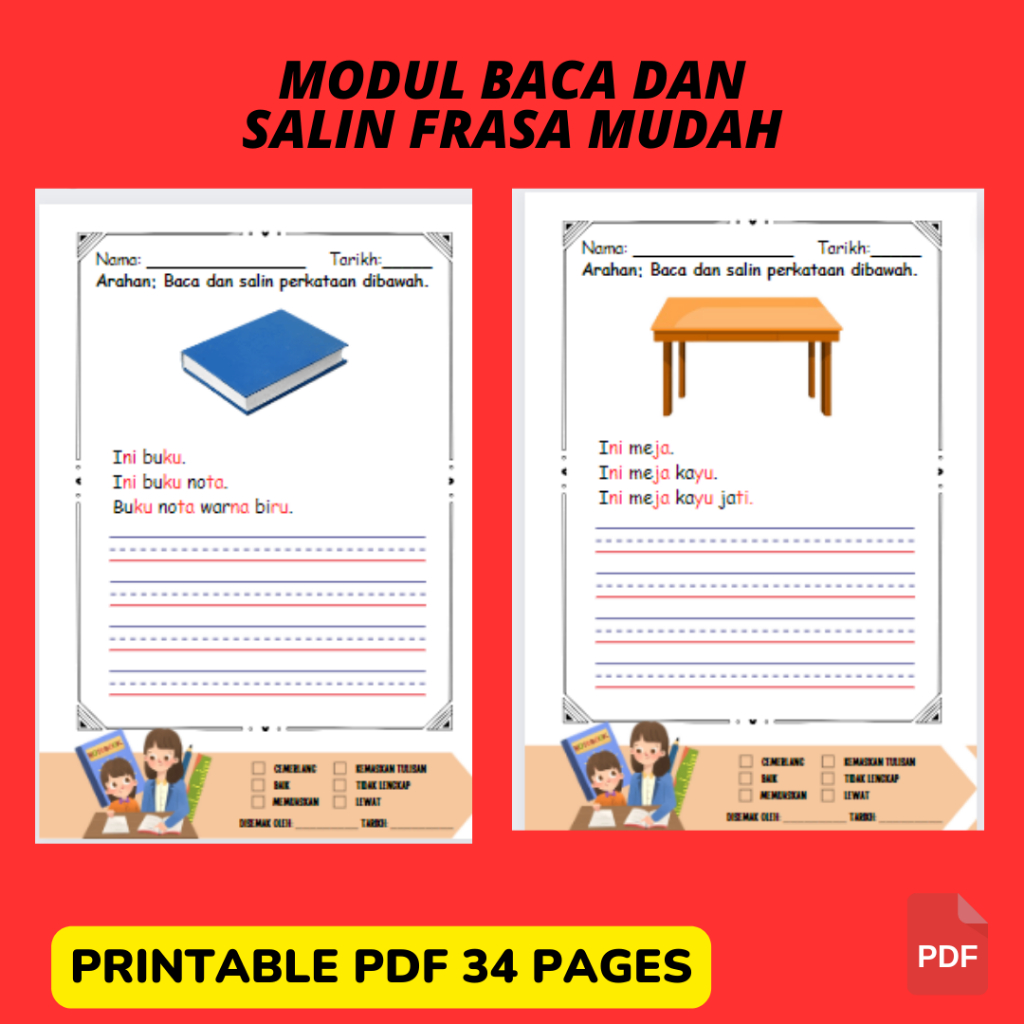 [ PDF ] MODUL BACA DAN SALIN FRASA MUDAH | Shopee Malaysia