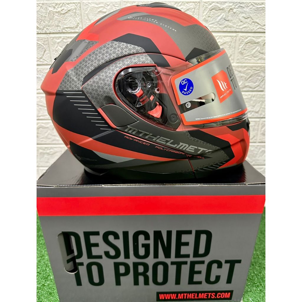 MT HELMET ATOM SV HYBRID H5 MATT RED FLIP UP FULL FACE HELMET | Shopee ...