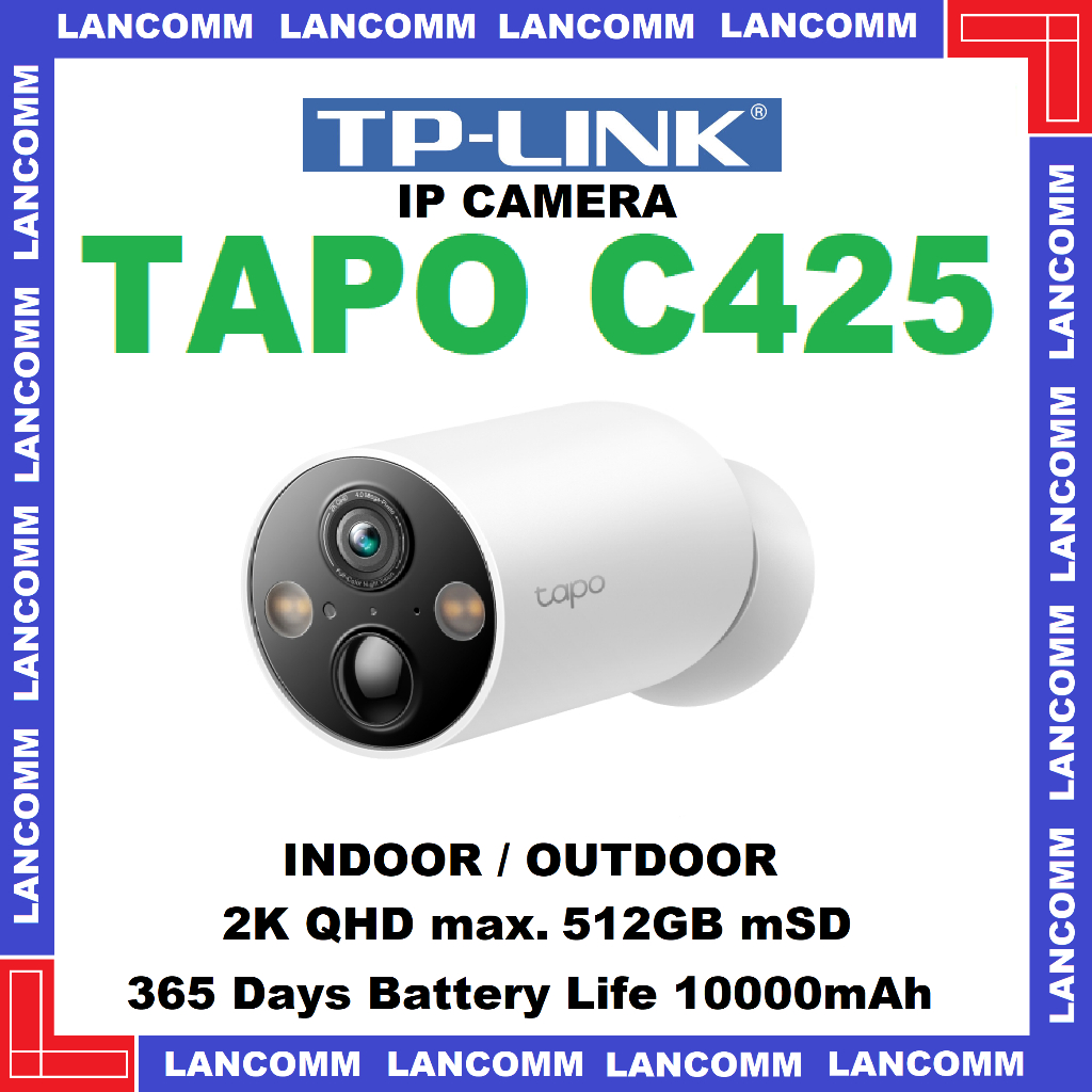 TP-LINK TAPO C425 2K 512GB mSD Smart Wire-Free Security CCTV Camera ...