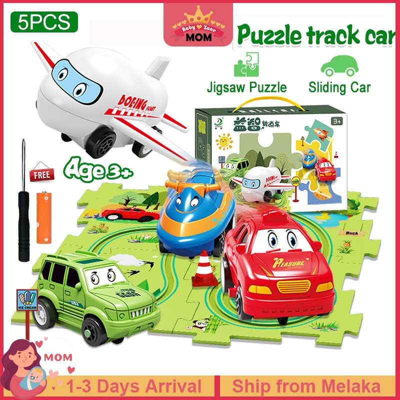 Track Car Toys Puzzle Track Playset Vehicle Airplane Movable Track Kids ...