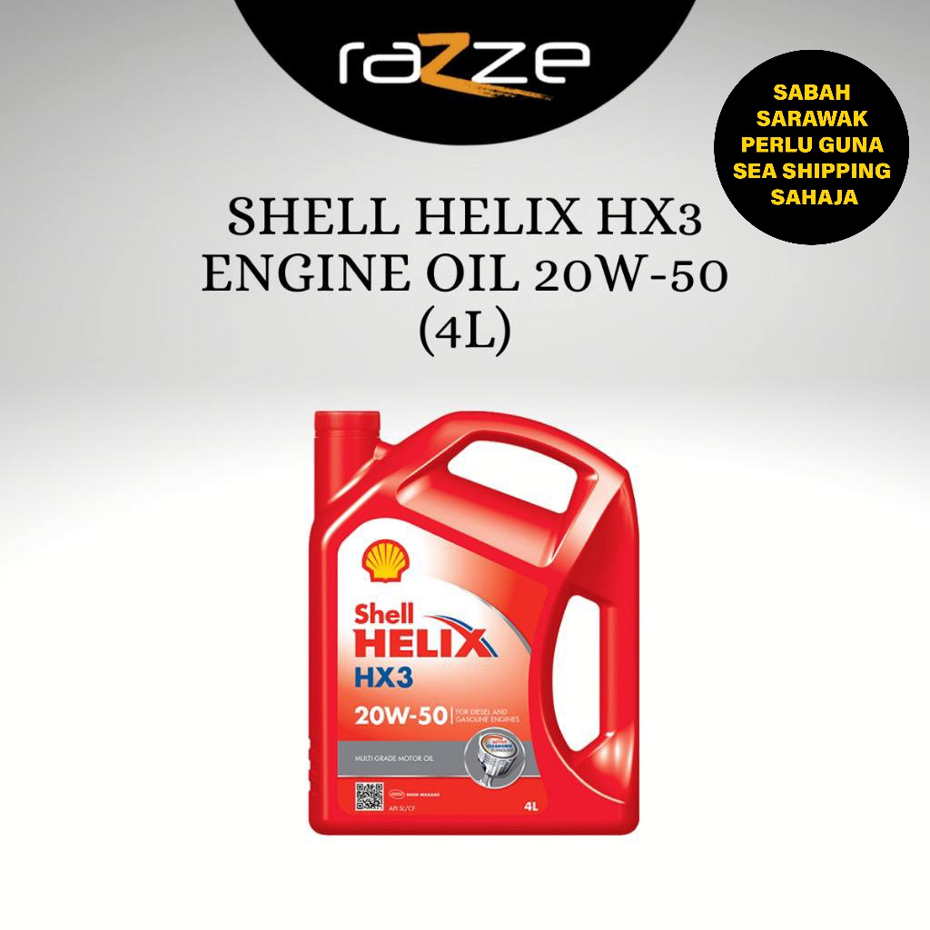 SHELL HELIX HX3 ENGINE OIL 20W-50 ( 4L ) | Shopee Malaysia