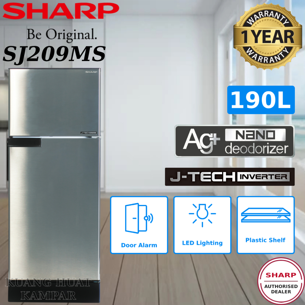 SHARP 170L // 190L I-HUGGY SERIES J-TECH INVERTER 2 DOOR FRIDGE SJ189MS ...
