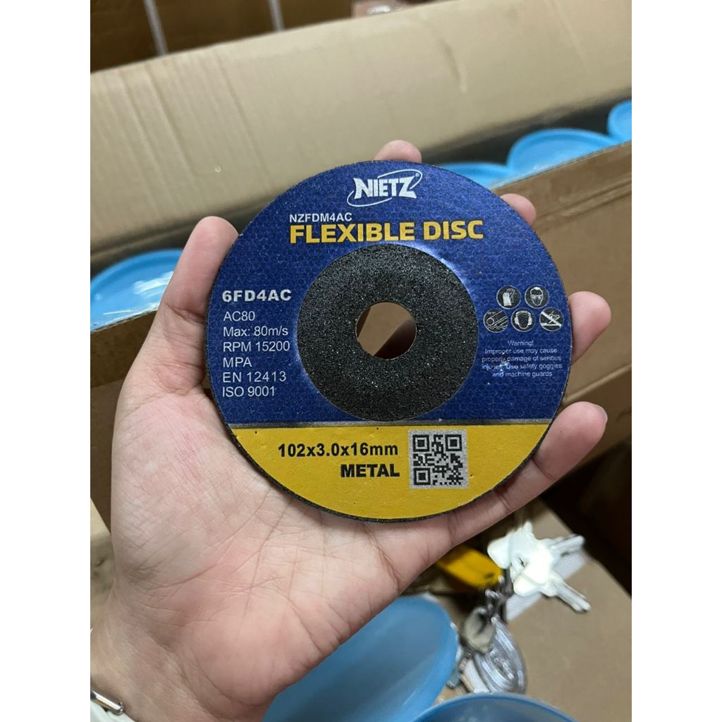 NIETZ GRINDING DISC/FLEXIBLE DISC 4" X 3MM X16MM 6FD4AC 25PCS PER BOX/(1pcs) 4" x 3.0mm x 16mm ...