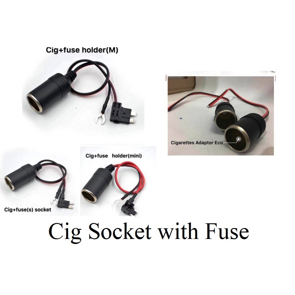 Cig Lighter Socket with Plug In Fuse (Medium, Small, Mini-Toyota, 2 pcs ...