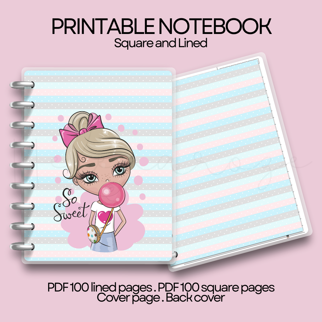 Notebook, Notebook Cute, Note Book, Cute Notebook, Grid Notebook ...