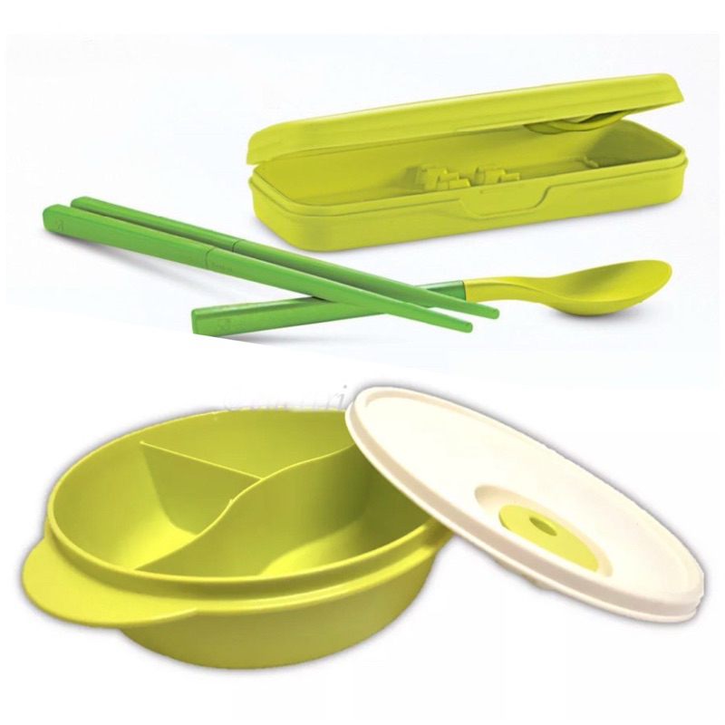 Tupperware Green Meals Set / Mother's Lunch Set ( Lunch Box + Cutlery ...