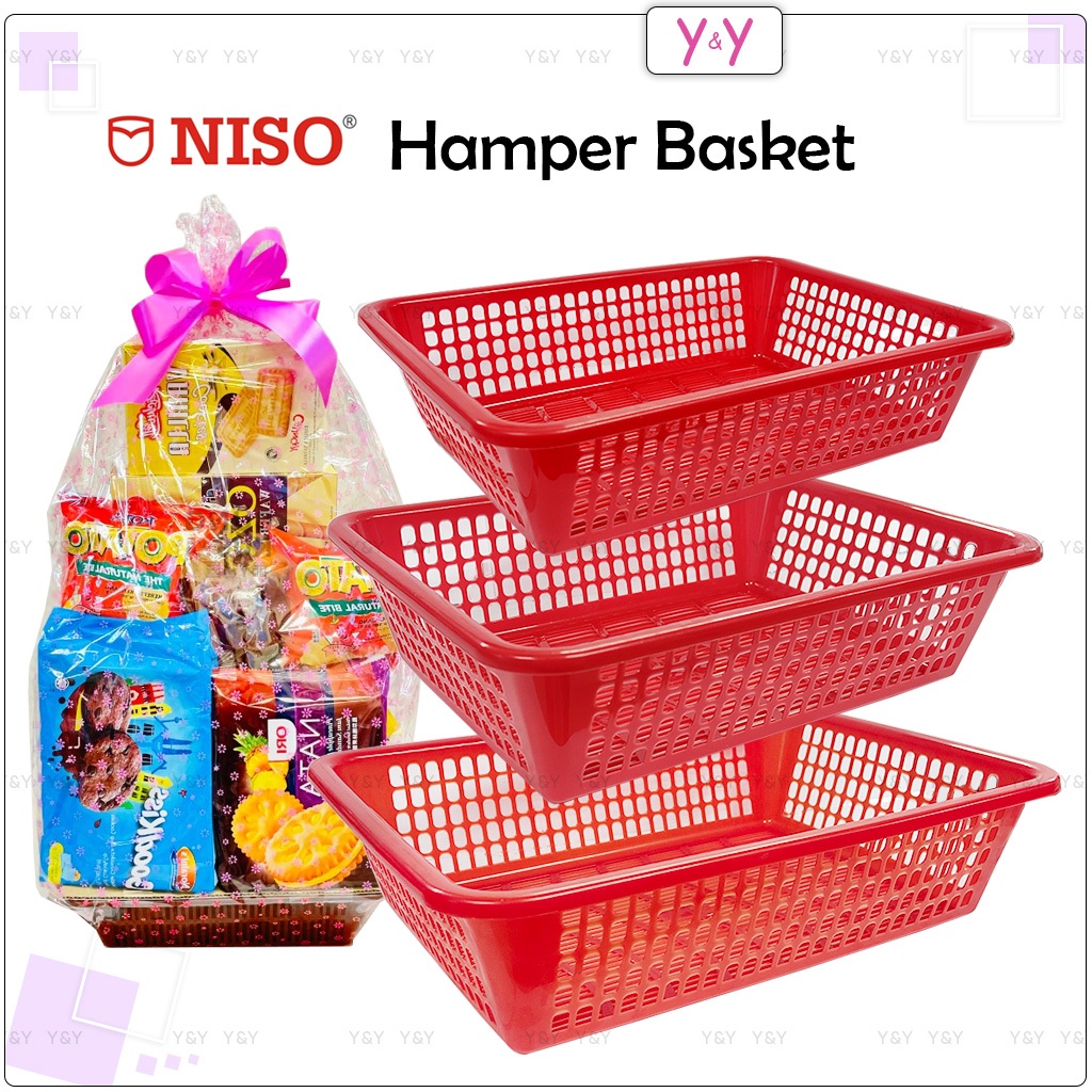 Niso Hamper Basket - Red / Rectangular Plastic Colander Basket / Red ...