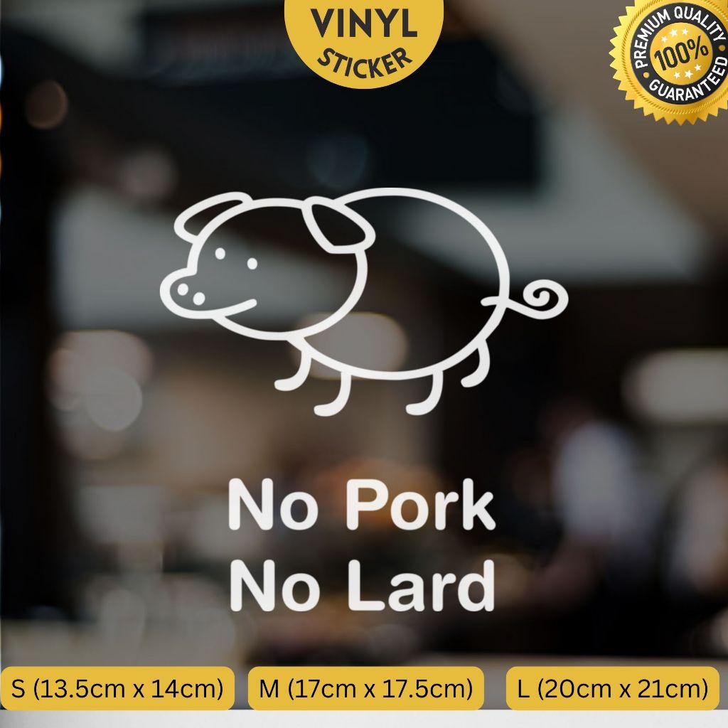 No outside food / No alcohol / No pork No lard-Cute Face Vinyl Sticker ...