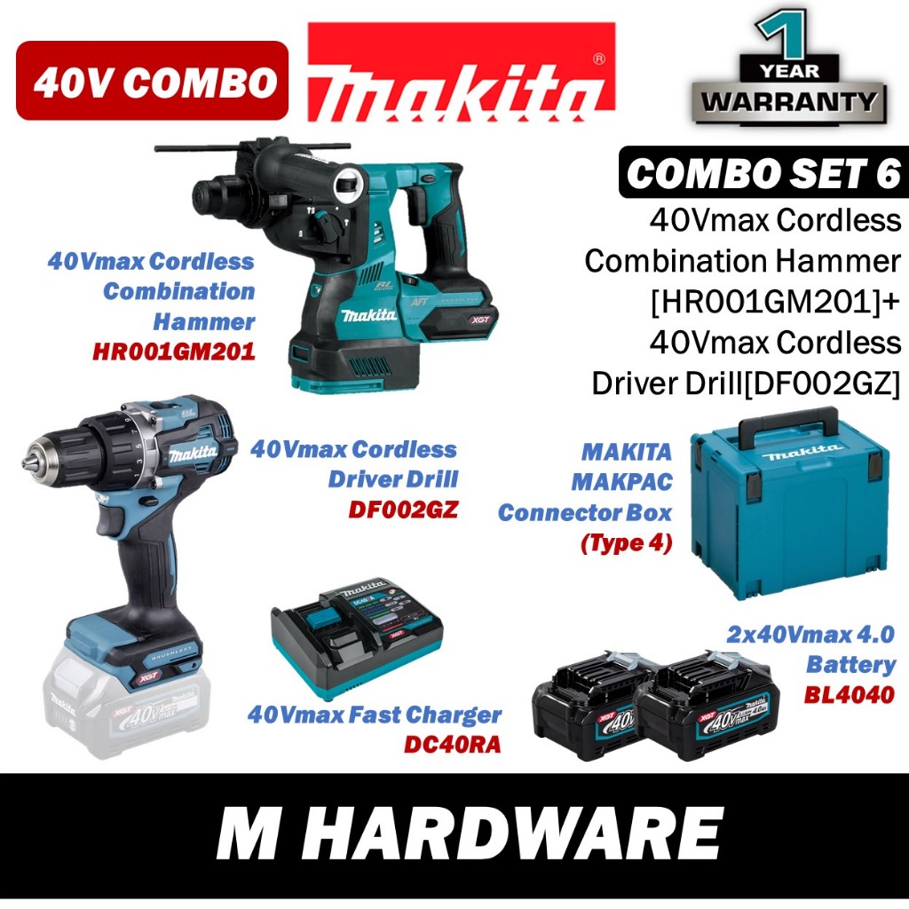 Makita 40Vmax Christmas Combo Set 6 ( HR001GM201 + DF002GZ ) [ HR001 + DF002 ] | Shopee Malaysia