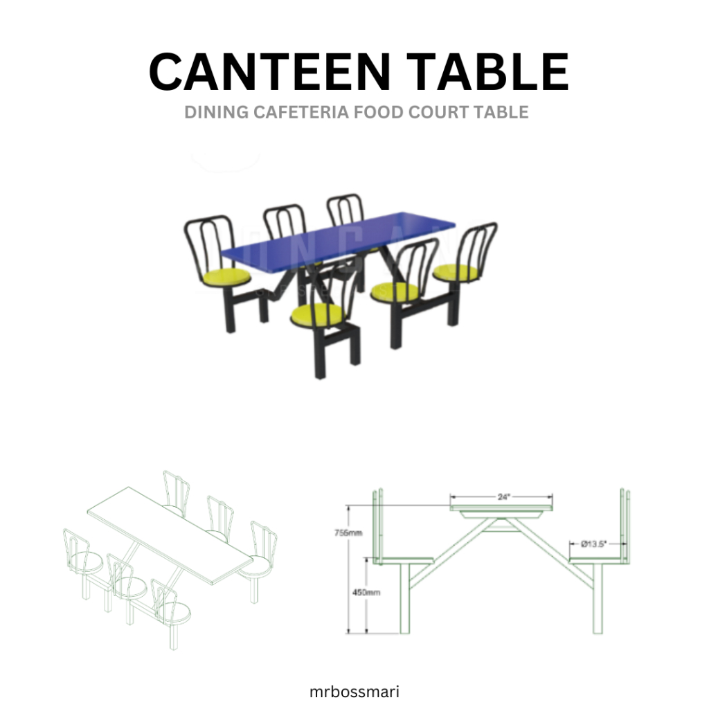 BUMBUMBEE Fibreglass Canteen Table With Bench Foodcourt Table Supply ...