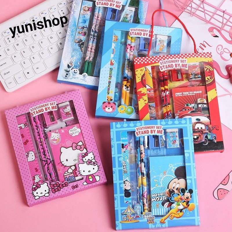 Cartoon Kids Stationery Set With Handle Cute Children Birthday Present ...
