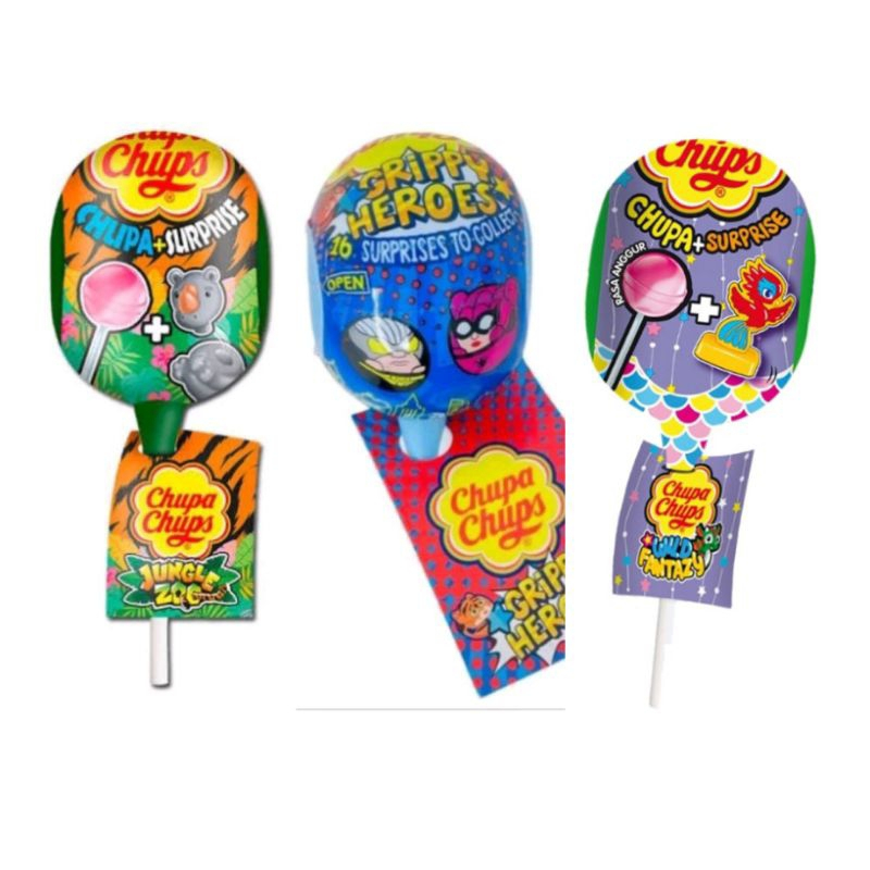 16 Pcs IMPORTED Chupa Chups Chupa Chup Grippy Heroes + Surprise Toy and ...