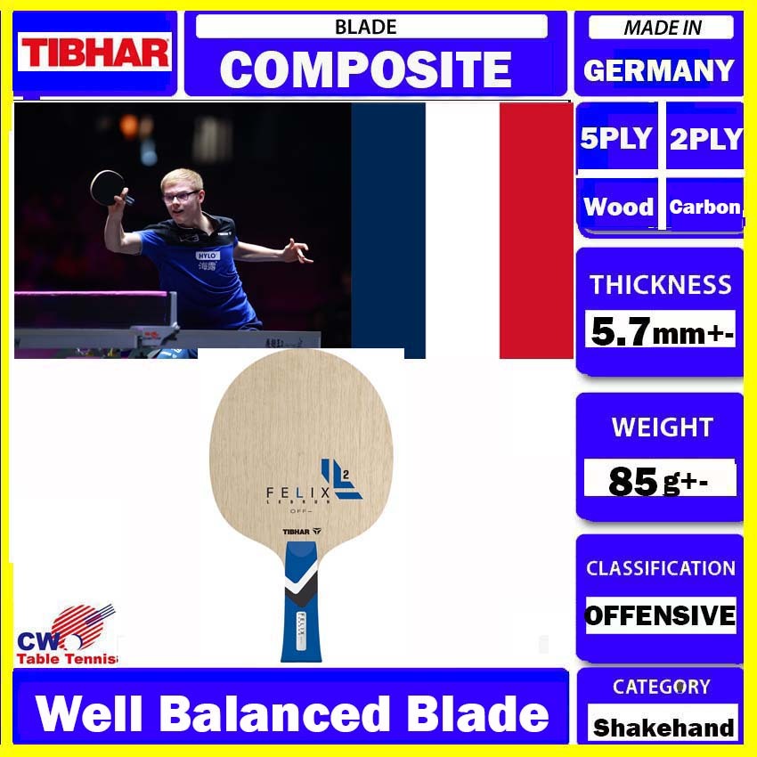 Tibhar Felix Lebrun OFF- well balanced blade TABLE TENNIS BAT PING PONG ...