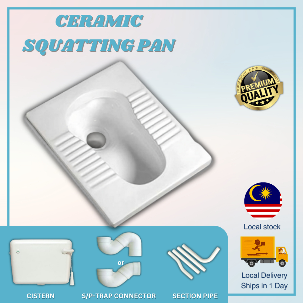 Durable 500MM Ceramic Square Squatting Pan for Toilet Tandas Cangkung ...