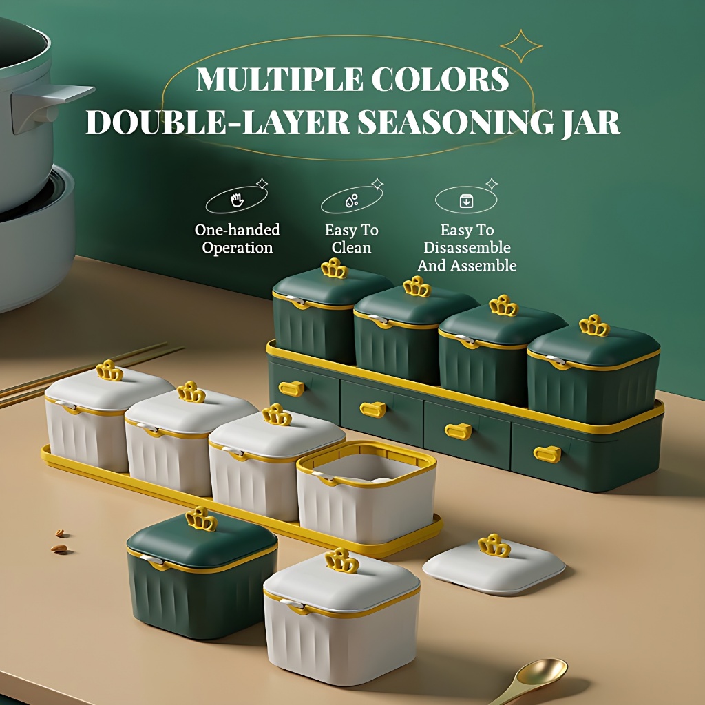 Crown Seasoning Pot Drawer Type Seasoning Box Set Condiment Storage ...