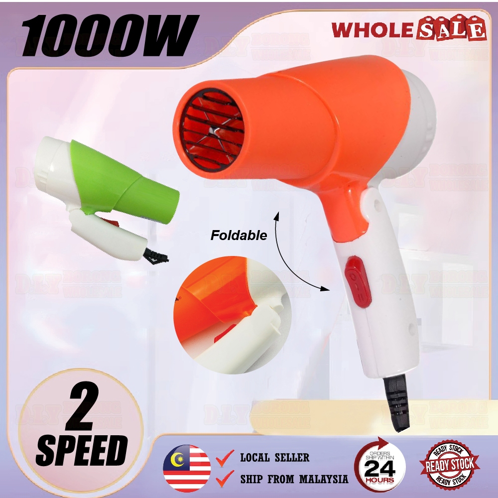 1000W Mini Foldable Hair Dryer Compact Travel Hair Blower 2 Temperature ...