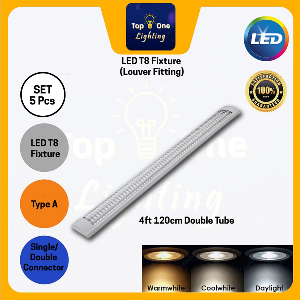 [SET 5pcs]LED T8 Louver Fitting T8 Fitting Single Circuit Double ...
