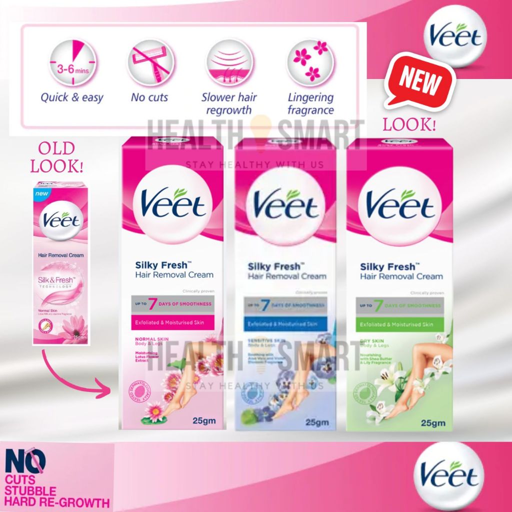 Veet Cream Normal Skin/ Veet Sensitive Skin/ Veet Dry Skin 25g | Shopee ...