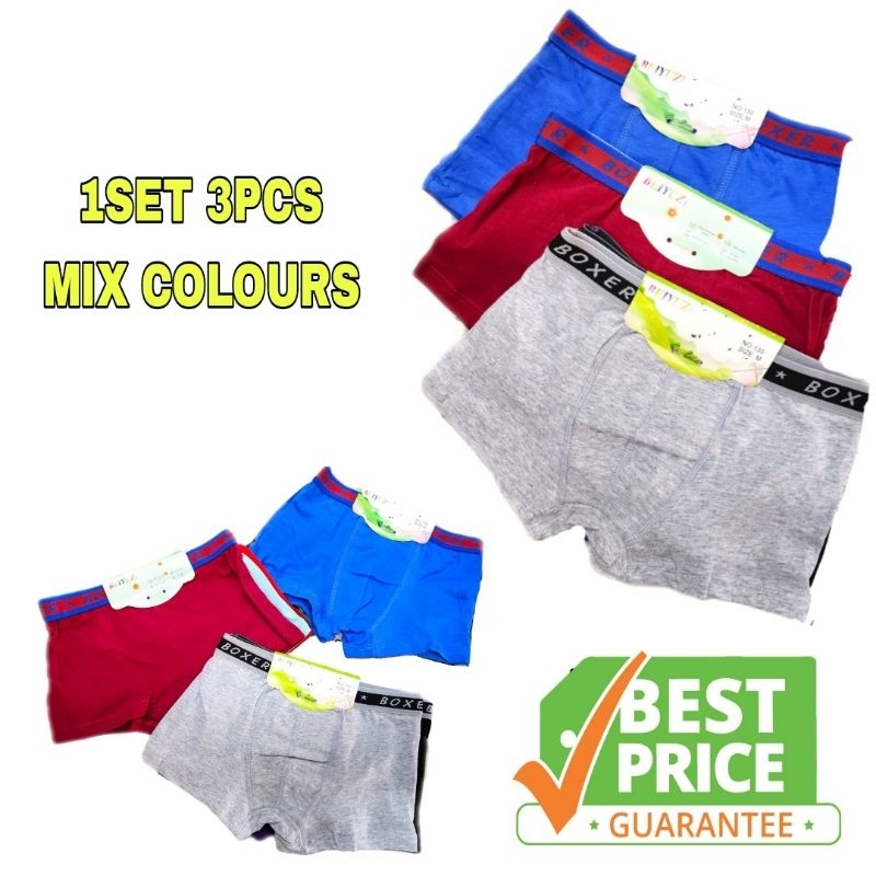 Kids Boy Boxer Underwear 1set 3pcs 1-12years | Shopee Malaysia