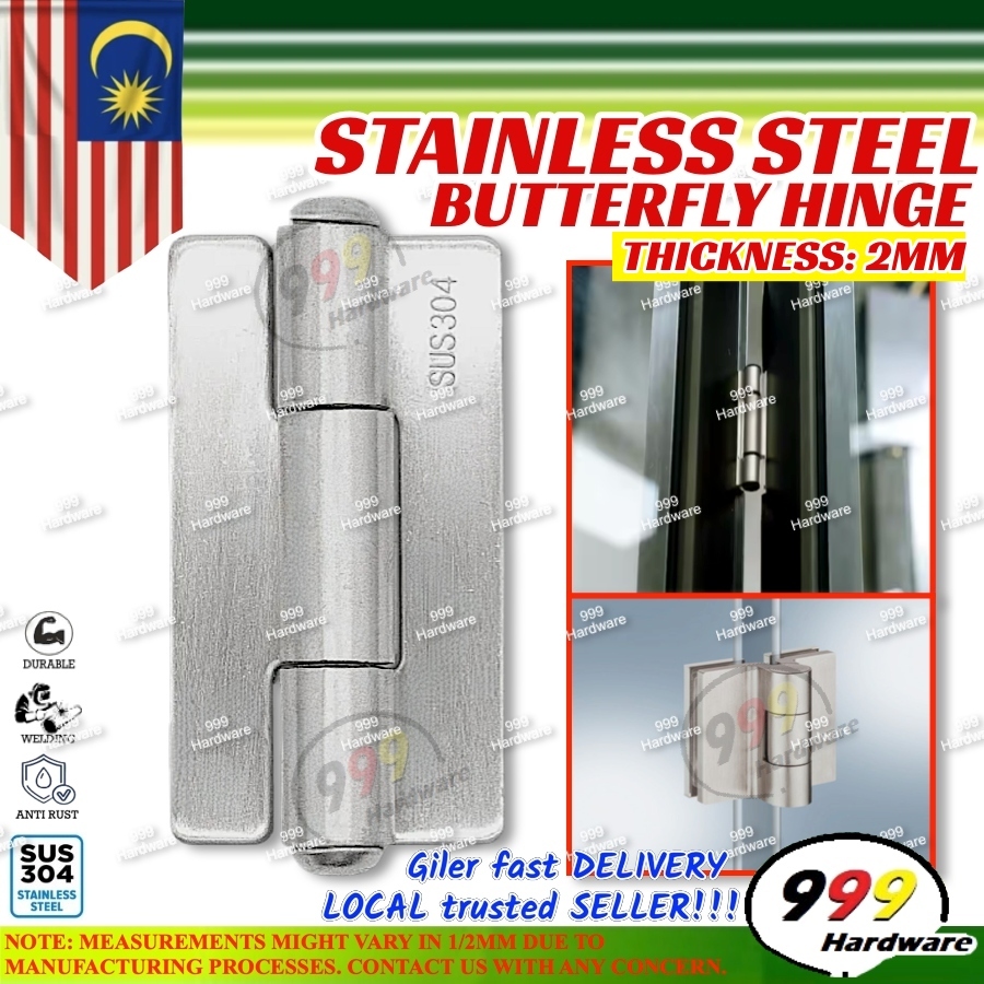 999 STAINLESS STEEL BUTTERFLY HINGES THICK-2mm / BUTT HINGE / FLAT ...