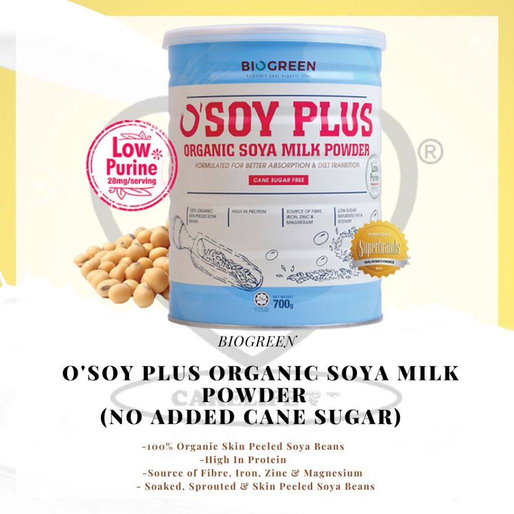 O'Soy Plus Organic Soya Milk Powder (No Added Cane Sugar) 有机去皮豆奶粉（无添加蔗糖 ...