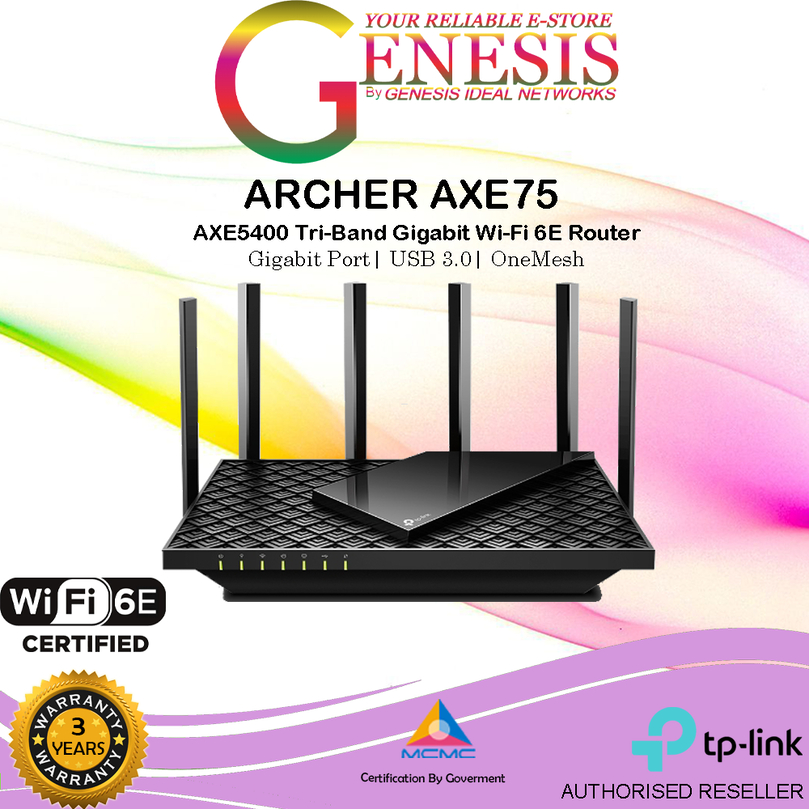 TP-LINK ARCHER AXE75 AXE5400 TRI-BAND GIGABIT Wi-Fi 6E WIRELESS ROUTER | Shopee Malaysia