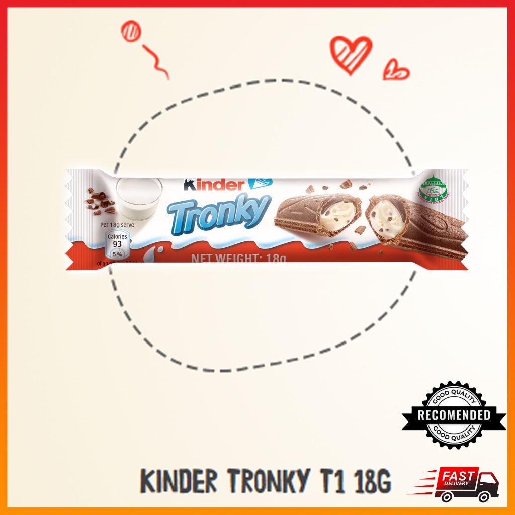 Kinder Tronky crispy cocoa wafer with a milky chocolate and crunchy ...