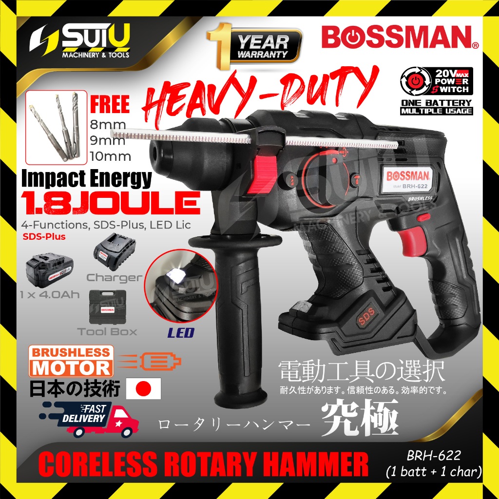 BOSSMAN BRH622 / BRH-622 20V 1.8J Brushless Cordless Rotary Hammer ...