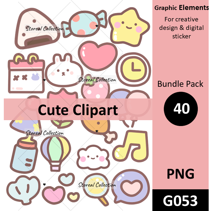 Cute Clipart PNG sticker Collection Graphic Element PNG sticker Object ...