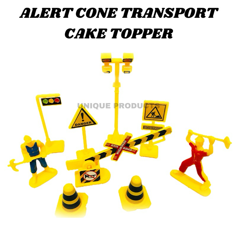 Tractor Traffic Sign Cone Set CAKE TOPPER Decoration Birthday Kek ...