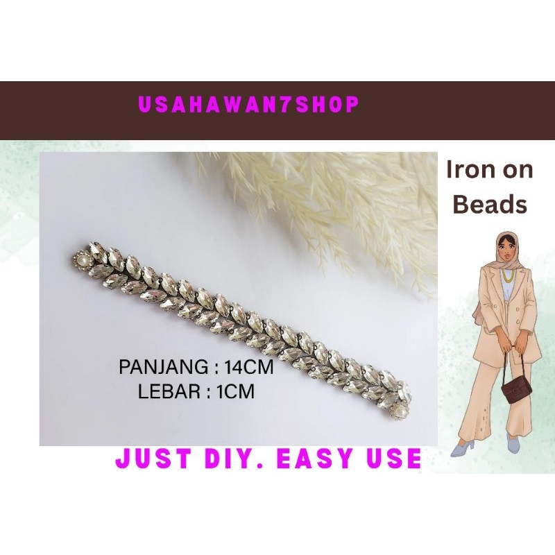 IRON ON BEADS MANIK TAMPAL BAJU JENIS PANJANG UNTUK BAHU DAN POKET ...