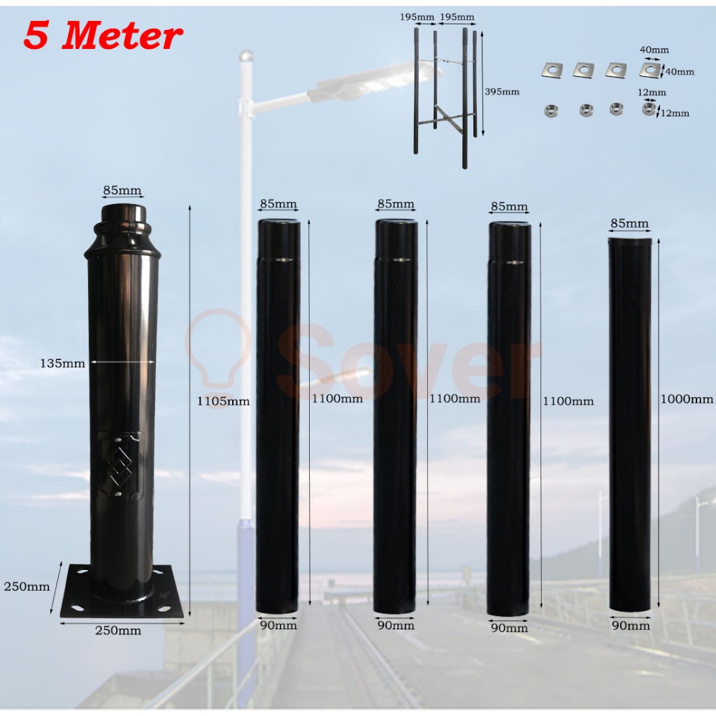 Super heavy Duty outdoor street light pole 2 to 6 meters light pole spliced street light pole ...