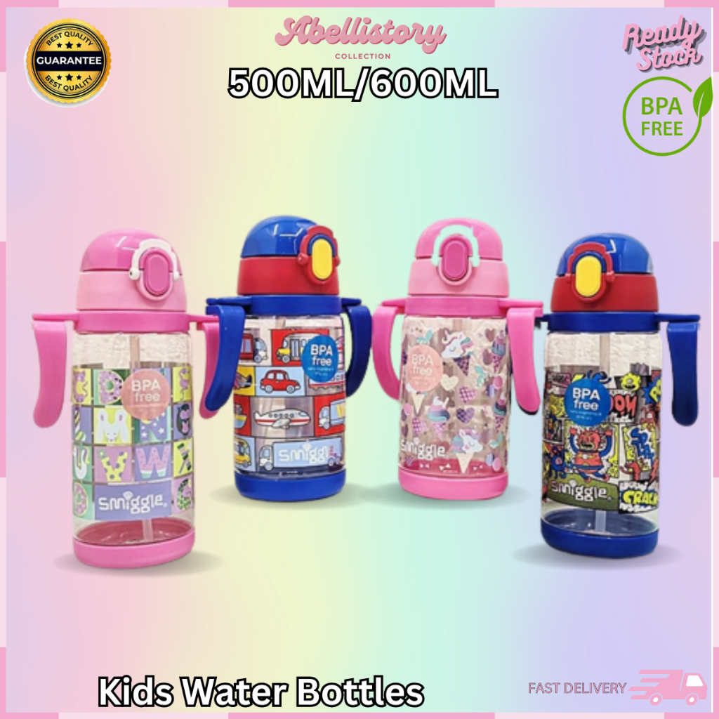 [ABELLISTORY] 500ML/600ML Smiggle Kids Water Bottle BPA Free with Straw Botol Air Kanak | Shopee ...