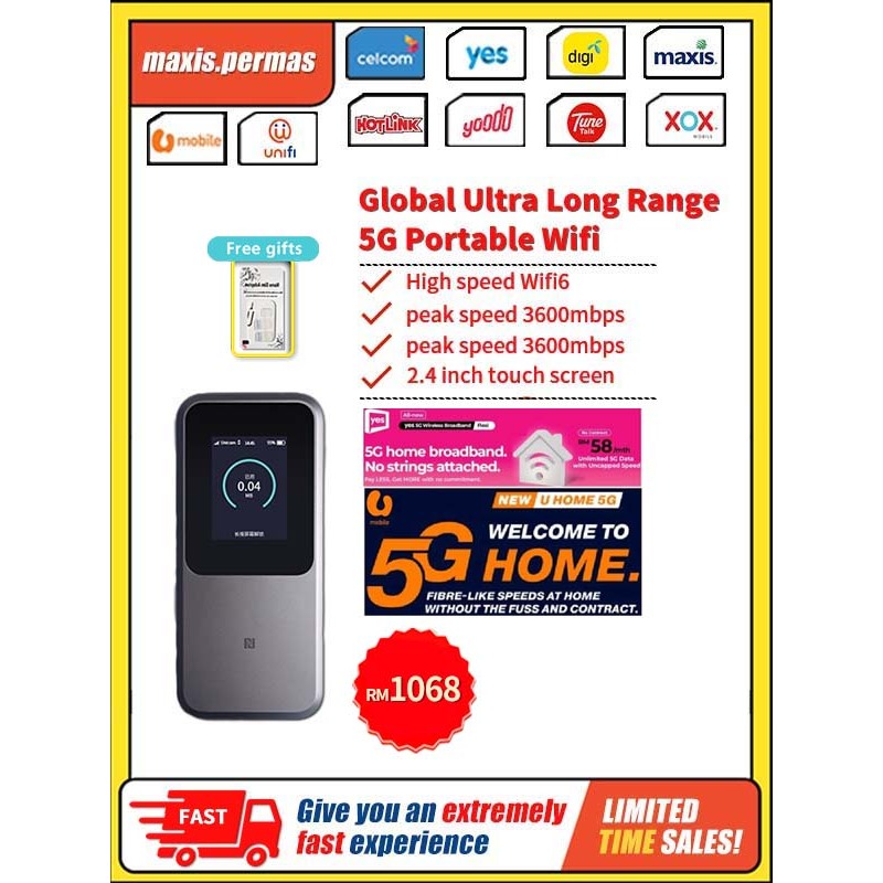 ZTE MU5120 U50 Pro/Max 5G MIFI Portable Hotspot WIFI 6 (5G 2.7Gbps ...