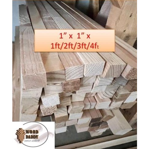 1" x 1" x 1ft/2ft/4ft Recycle pine wood / siap ketam / DIY / recon kayu ...